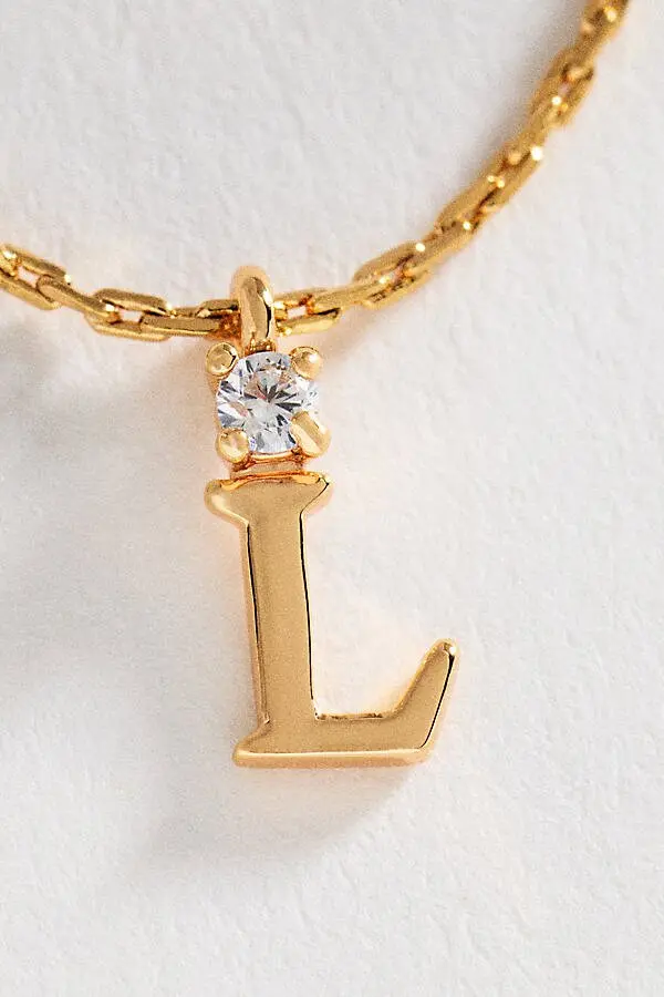 Anthropologie Crystal Monogram Pendant Necklace - L