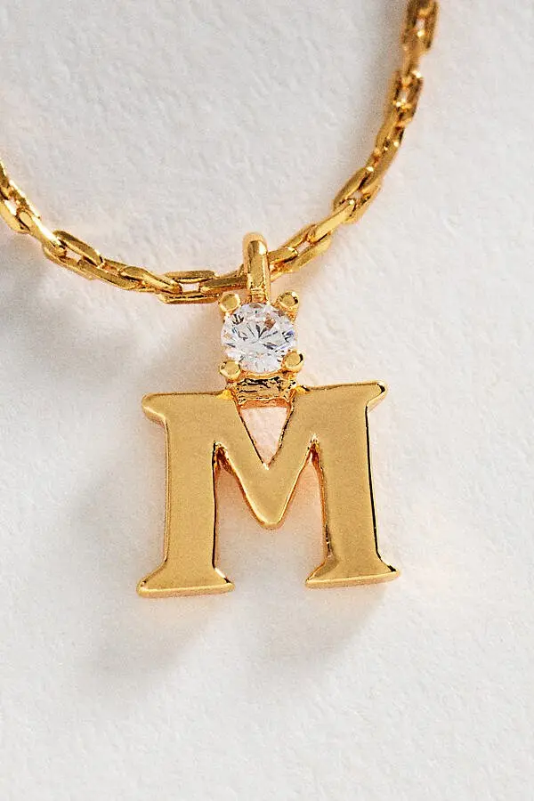 Anthropologie Crystal Monogram Pendant Necklace - M