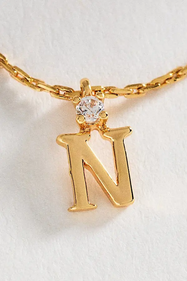 Anthropologie Crystal Monogram Pendant Necklace - N