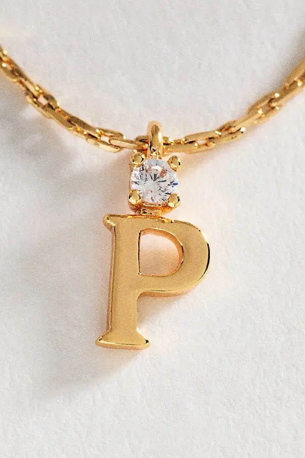 Anthropologie Crystal Monogram Pendant Necklace - P