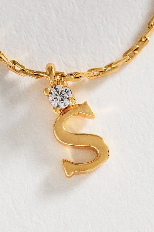 Anthropologie Crystal Monogram Pendant Necklace - S