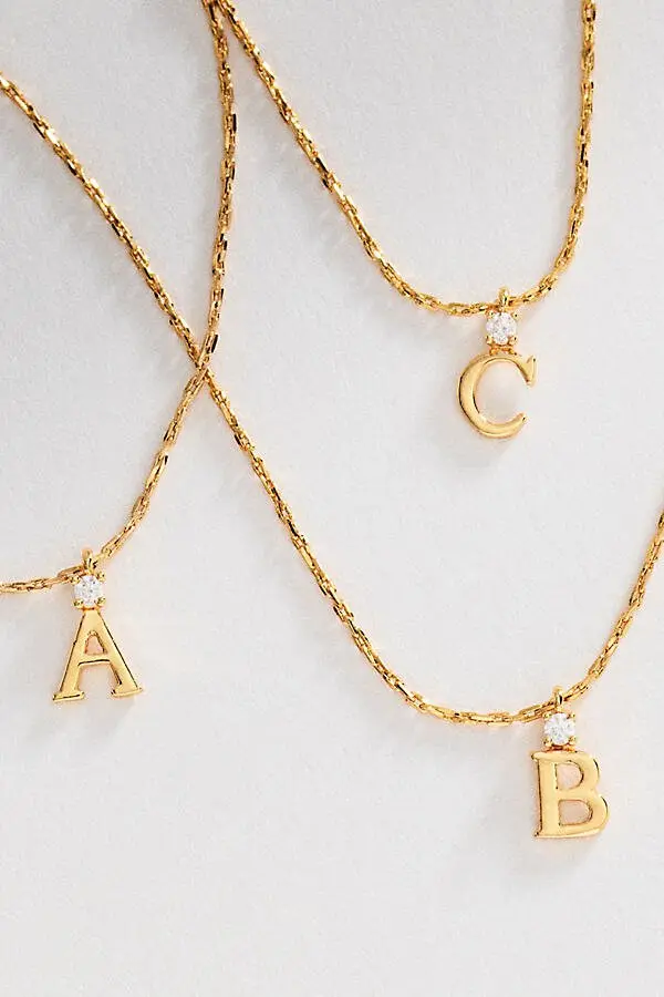 Anthropologie Crystal Initial Pendant Necklace - U