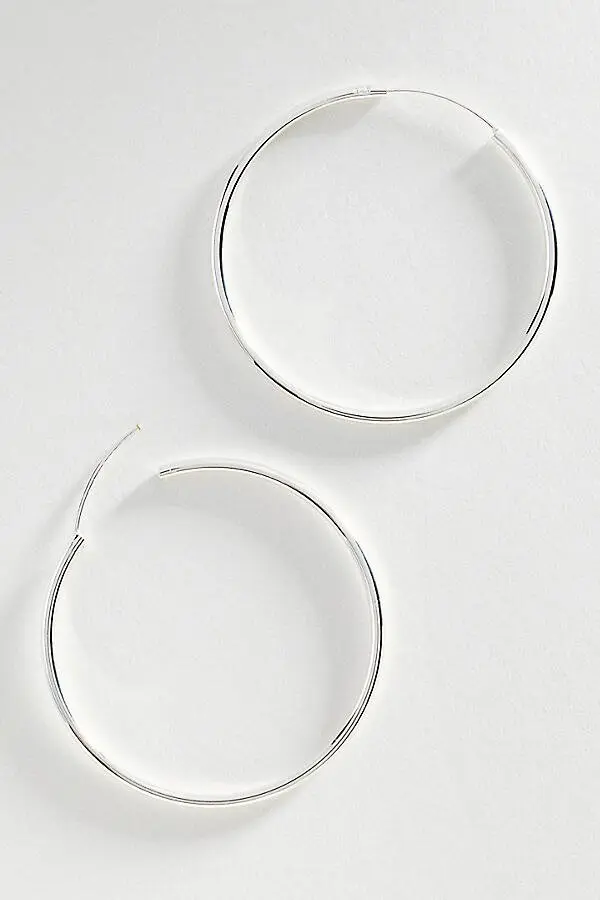 Anthropologie Delicate Grand Hoop Earrings - Silver