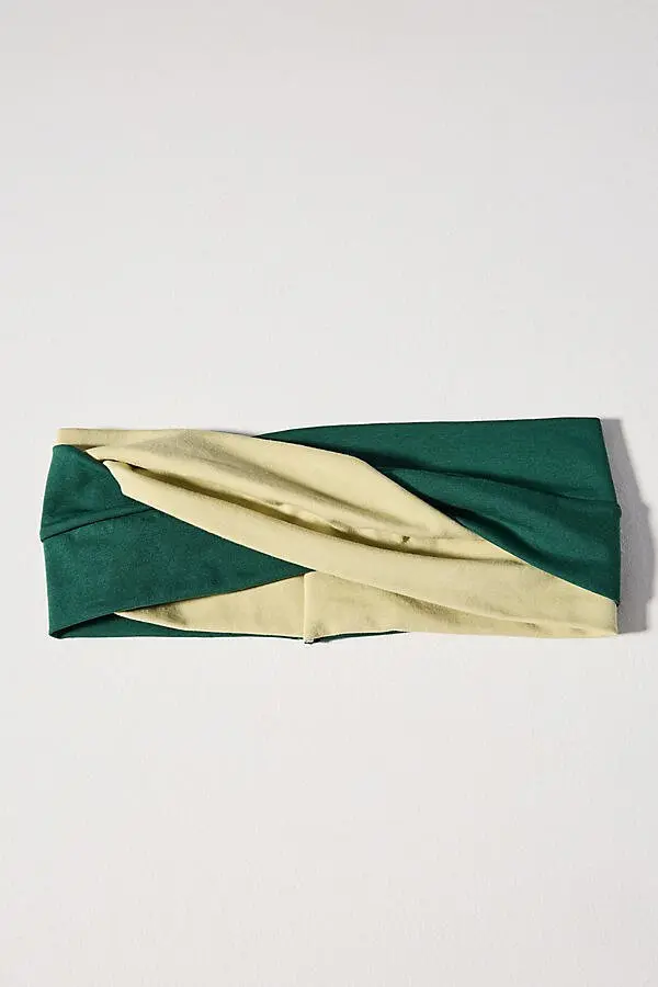 Anthropologie Cross Front Contrast Headband - Dark Green  Moss