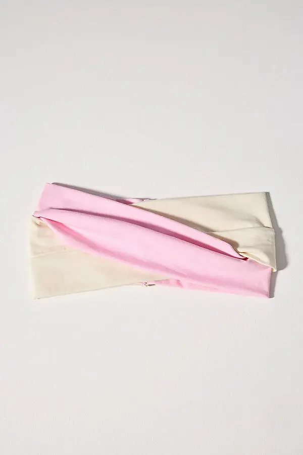 Anthropologie Cross Front Contrast Headband - Pink Cream