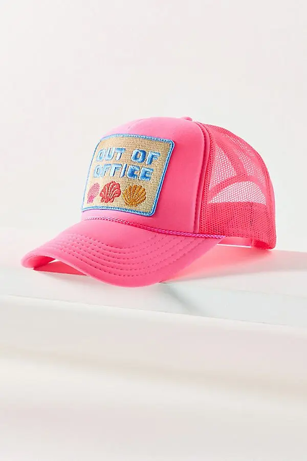 FRIDAY FEELIN Out Of Office Trucker Hat - Pink