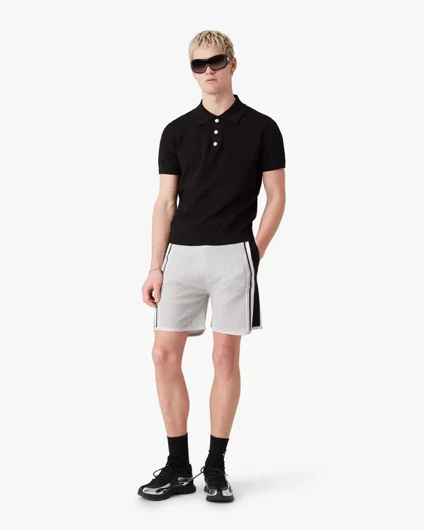 Casablanca Pointelle Monogram Short Sleeve Polo Shirt