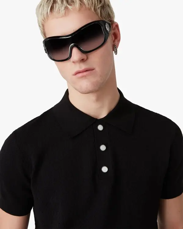 Casablanca Pointelle Monogram Short Sleeve Polo Shirt