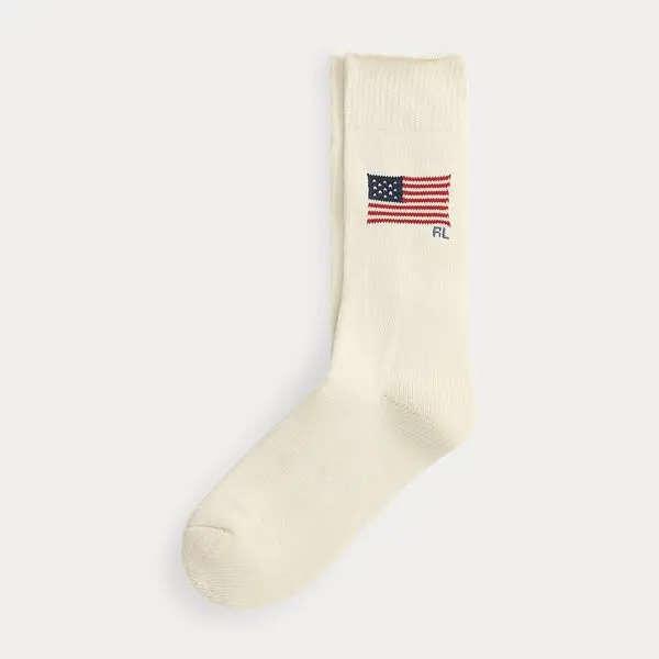 Ralph Lauren Flag Cotton-blend Crew Socks - Cream