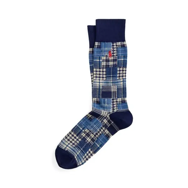 Ralph Lauren Plaid Patchwork Trouser Socks - Navy