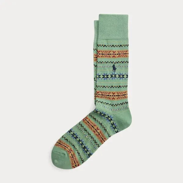 Ralph Lauren Fair Isle Cotton-blend Trouser Socks - Faded Mint Heather