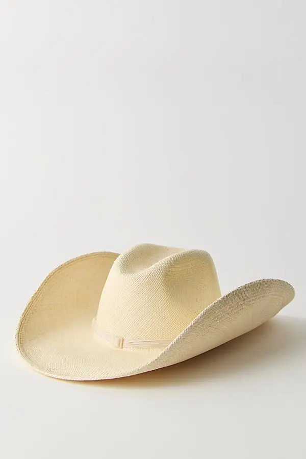 FINCA Cowboy Wide Brim Straw Hat - Ivory