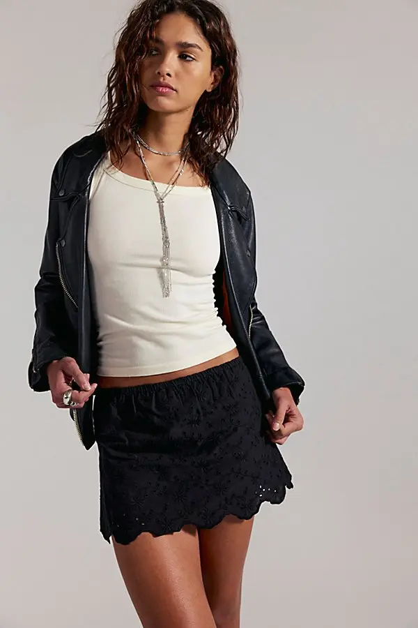 Free People Eyelet Cotton Skort - Black