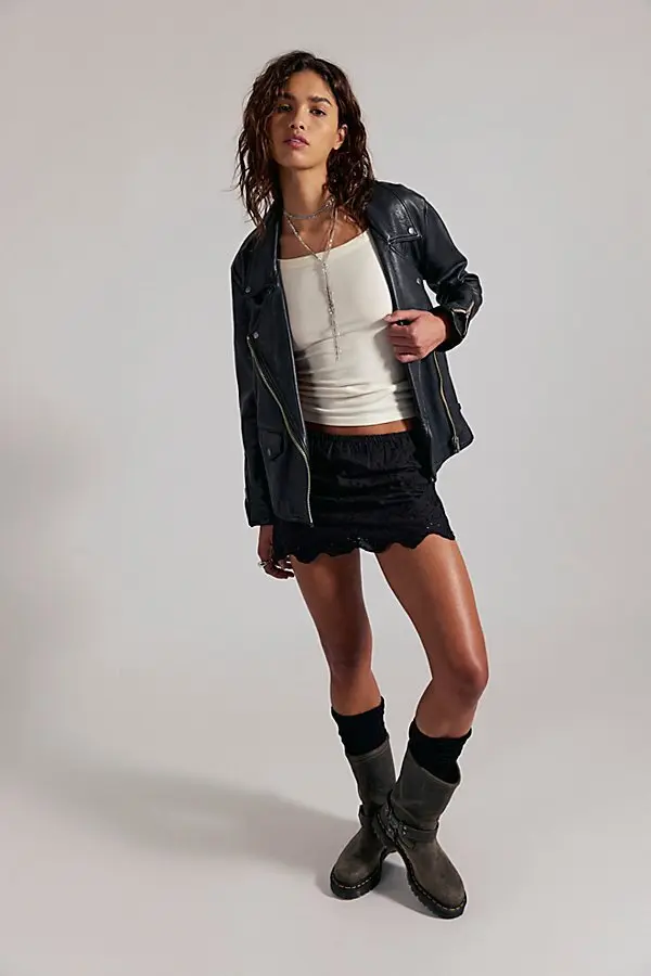 Free People Eyelet Cotton Skort - Black