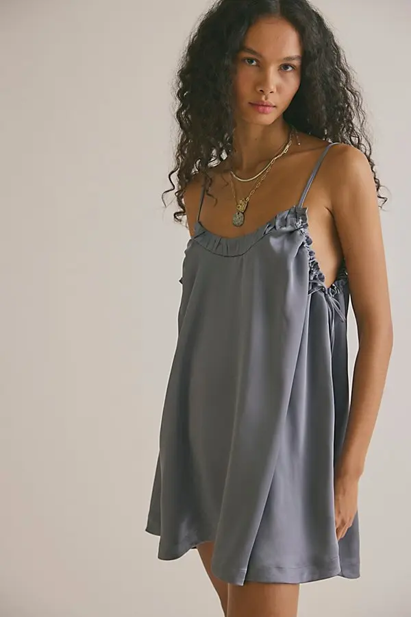 Free People Sundown Mini Slip - Liquid Silver