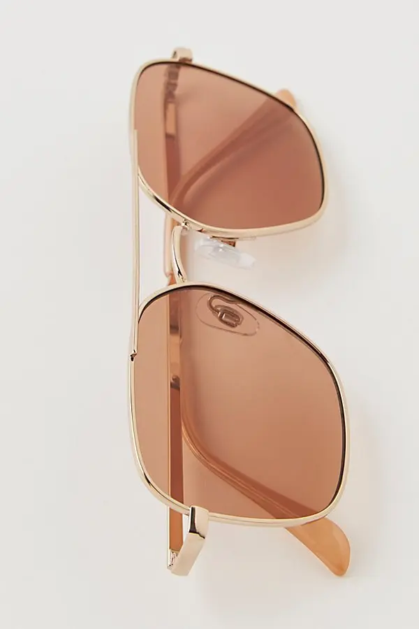 Free People Betty Aviator Sunglasses - Sepia/gold