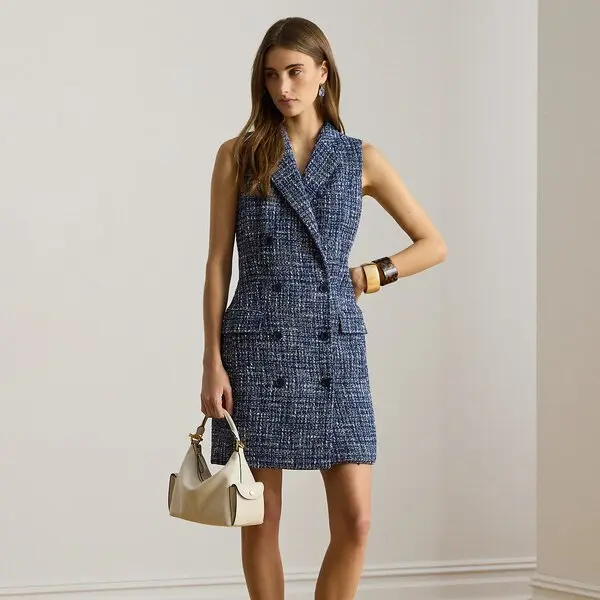 Ralph Lauren Double-breasted Bouclé Sleeveless Dress