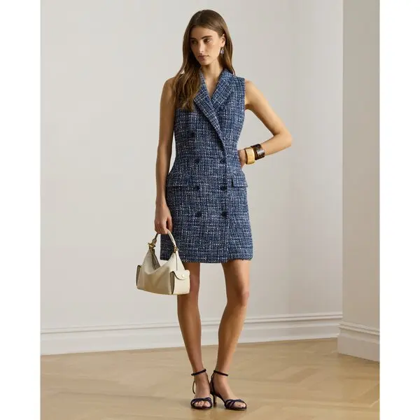 Ralph Lauren Double-breasted Bouclé Sleeveless Dress