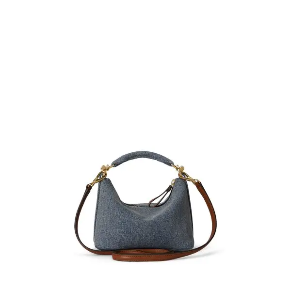 Ralph Lauren Washed Denim Blaike Shoulder Bag - Blue/lauren Tan