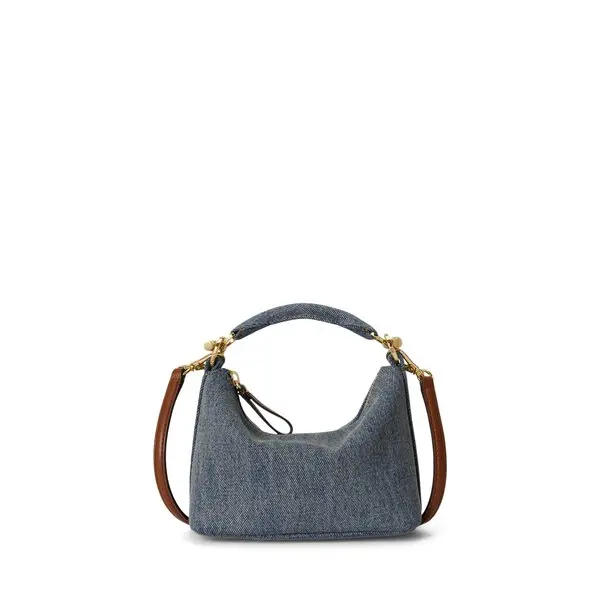 Ralph Lauren Washed Denim Blaike Shoulder Bag - Blue/lauren Tan