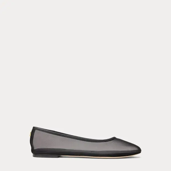 Ralph Lauren Jayna Leather-trim Mesh Flat - Black