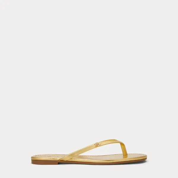 Ralph Lauren Raquel Metallic Leather Flip-flop