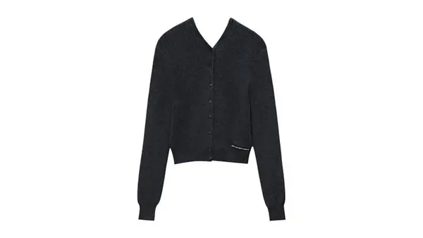 Alexander Wang Knit Logo Label Button Up Cardigan - Charcoal