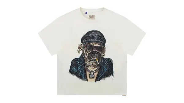 GALLERY DEPT. Oct Biker Dog Tee Shirt - Light Archival White