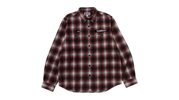 A BATHING APE Flannel Check Tactical Shirt - Red