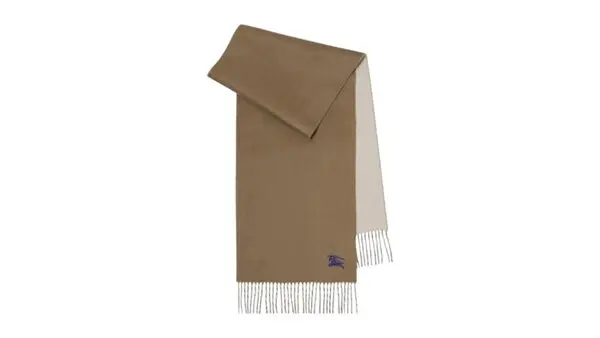 Burberry Mu Embroidered Knight Solid Scarf - Vole Brown/smoke Grey