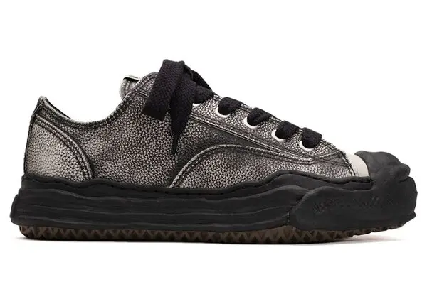 Mihara Yasuhiro Hank Og Sole Brushed Shrink Leather Low-top Sneakers - Black
