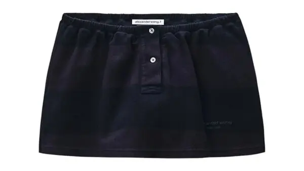 Alexander Wang Mini Deconstructed Polo Shirt Skirt - Black Overdyed Stripe