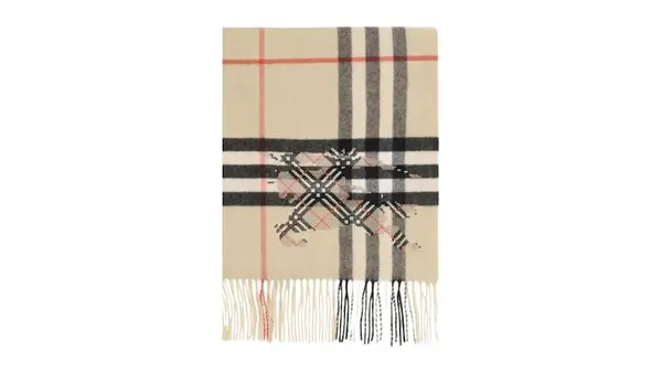 Burberry Mu G Check Ekd X Stitch Scarf - Sand