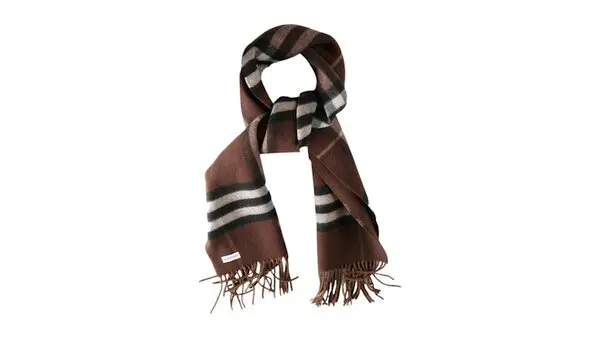 Burberry Reversible Ekd Check Cashmere Scarf - Treacle Brown