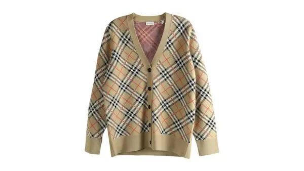 Burberry Gloria Check Cardigan - Sand Ip Check
