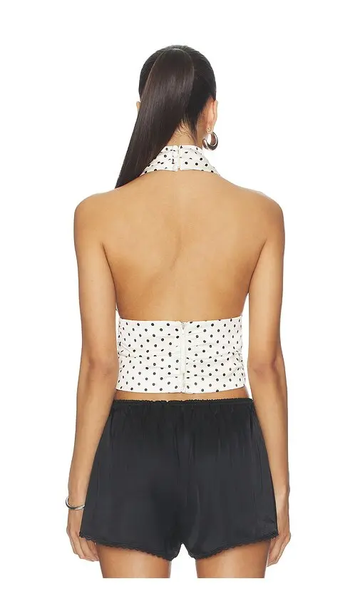 Majorelle Marina Polka Dot Halter Top - Black