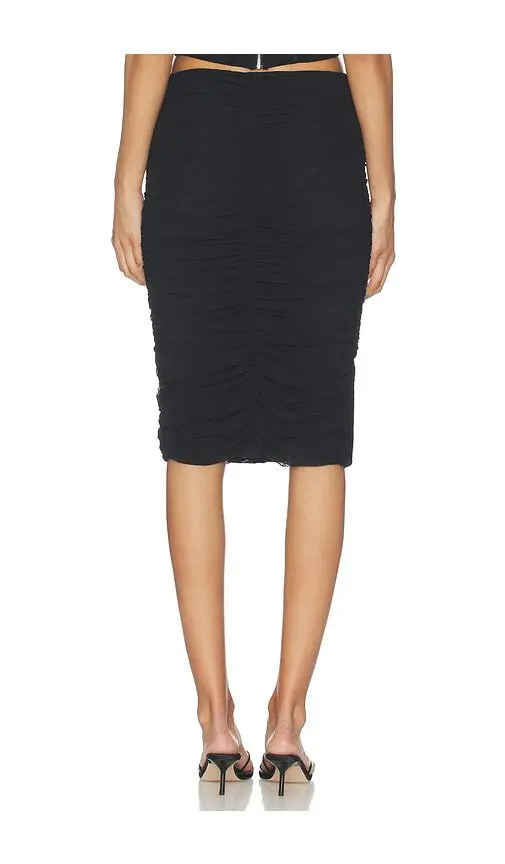 L'Agence Isodora Mesh Ruched Midi Skirt