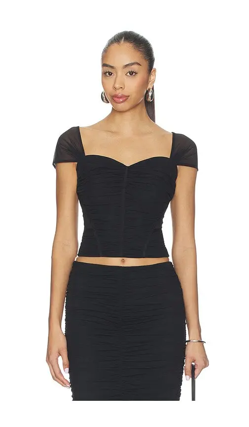 L'Agence Asuka Shirred Mesh Top