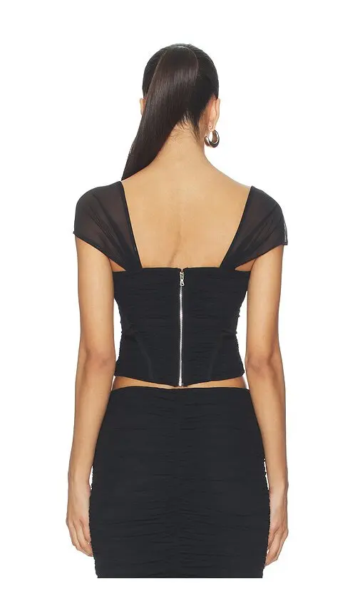 L'Agence Asuka Shirred Mesh Top