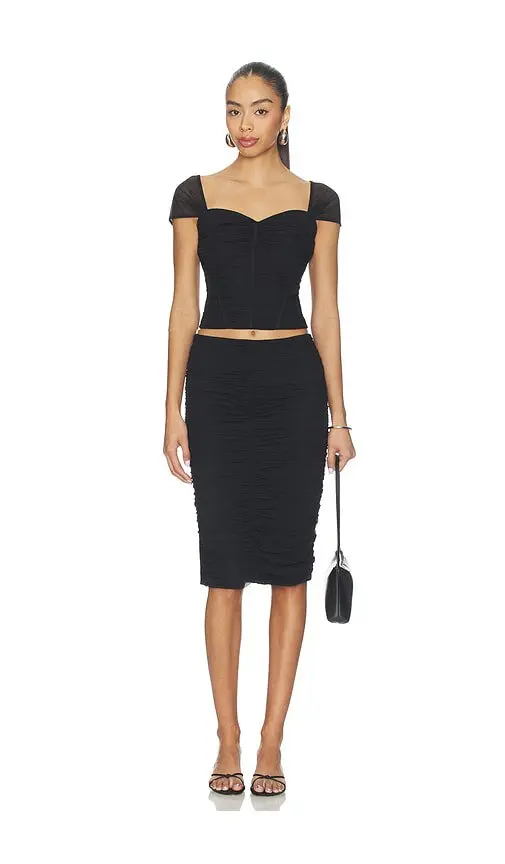 L'Agence Asuka Shirred Mesh Top