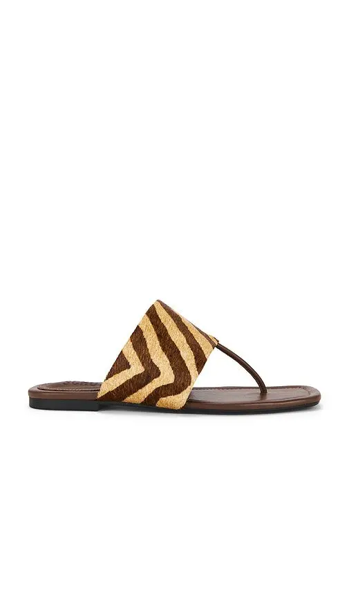 Schutz Martha Flat Zebra Print Sandals - Brown