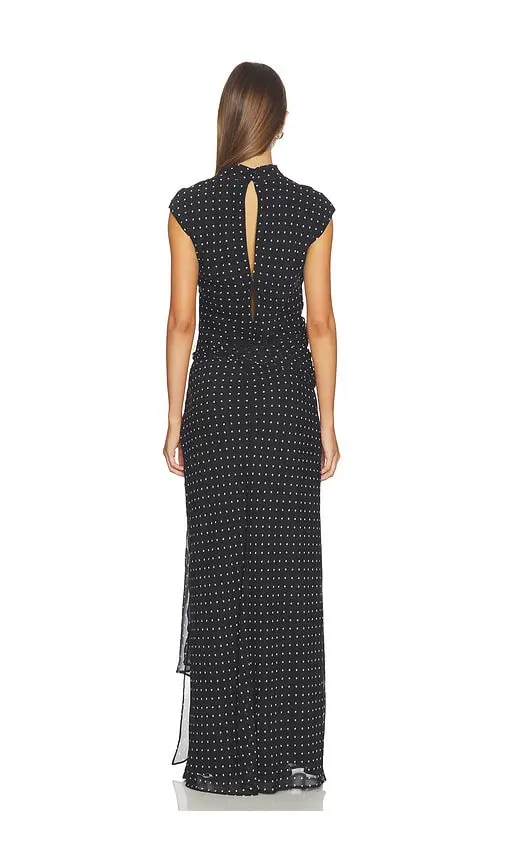 ROTATE BY BIRGER CHRISTENSEN Printed Maxi Dress With Tie Detail - Black