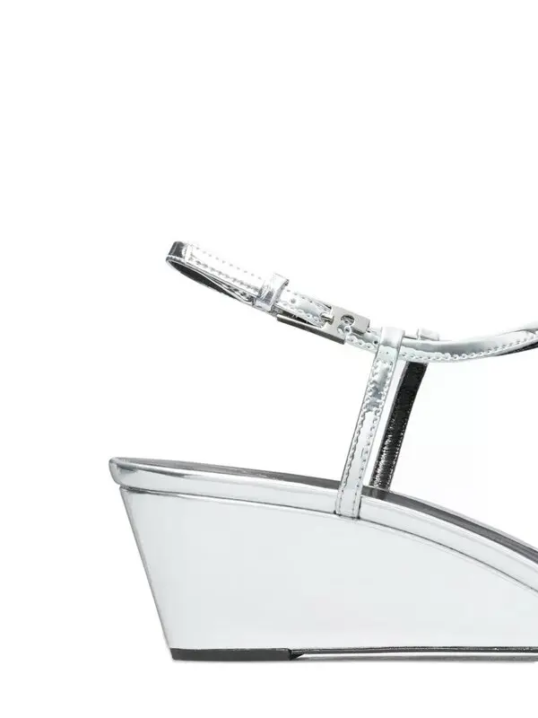 Tory Burch Gigi T-strap Wedge Sandals - Silver