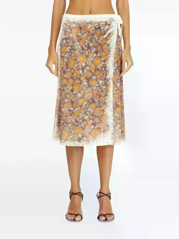 DIESEL® Midi B-blomette Floral Ribbed Wrap Skirt
