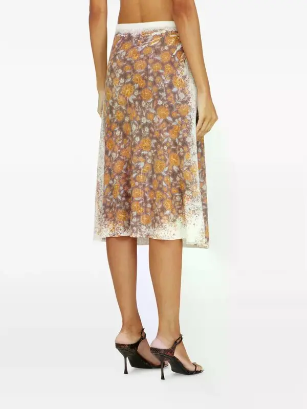 DIESEL® Midi B-blomette Floral Ribbed Wrap Skirt