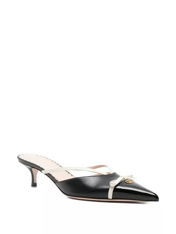 Valentino Garavani Ribbon Logo Mules - Black