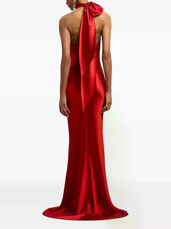 Ralph Lauren Chilton Halter Evening Dress - Red