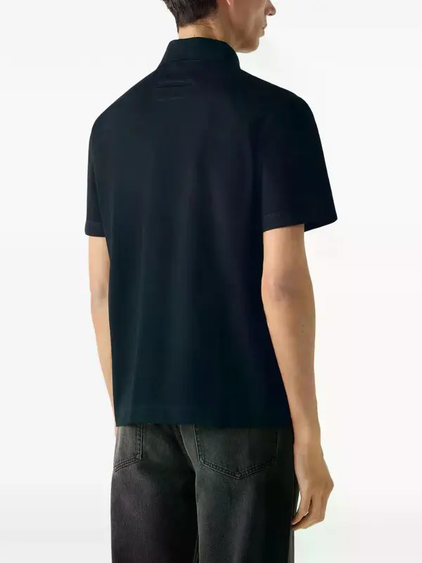 Zegna Button Cotton Polo Shirt - Blue