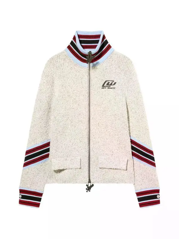 Off-White Striped Zip Cardigan