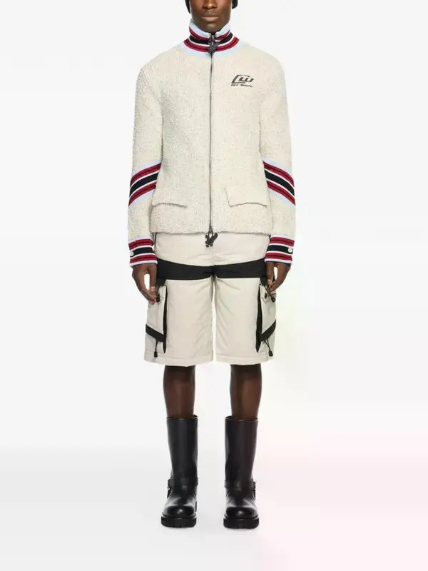 Off-White Striped Zip Cardigan